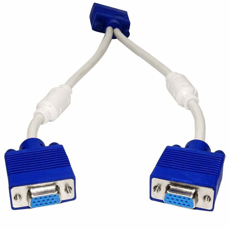 Technotech 15 Pin VGA Male to 2 VGA Female Y Splitter Cable SVGA Monitor Adapter Extension ...