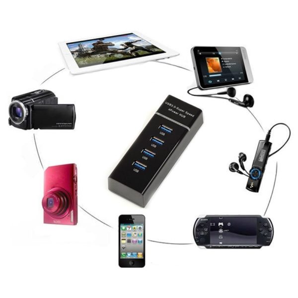 Technotech 4 Port USB 3.0 High Speed Hub (Black)