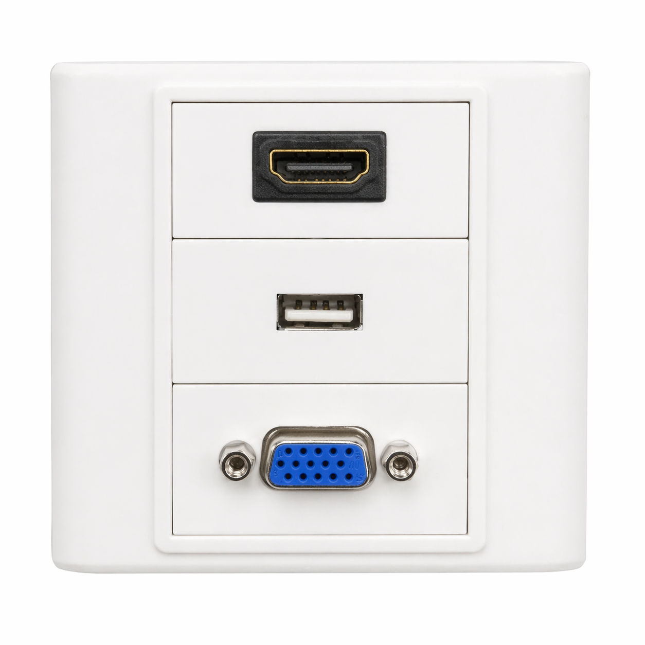 HDMI USB VGA Face Plate – Ultimate Best 3 Port Wall Mount AV Panel